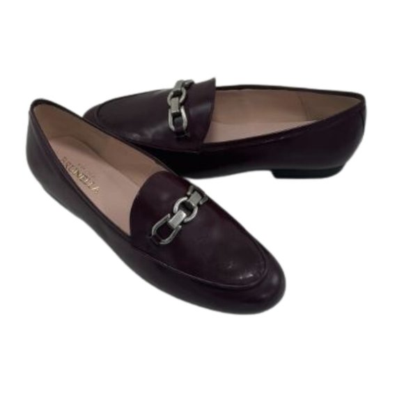 Shoes | Brunella Burgundy High Shine Leather Loafer With Silver Chain ...